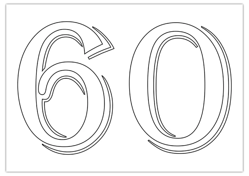 Cyfra 60 do druku – kalendarz.su